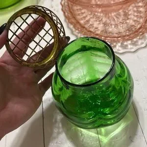 green glass | Accents | Antique Kralik Boho Czech Rare Green Draped Or ...
